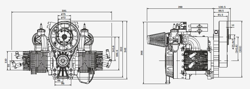 Hirth 23 Series Engine F23V28CL Dual ignition system, Slide Carburetor ...